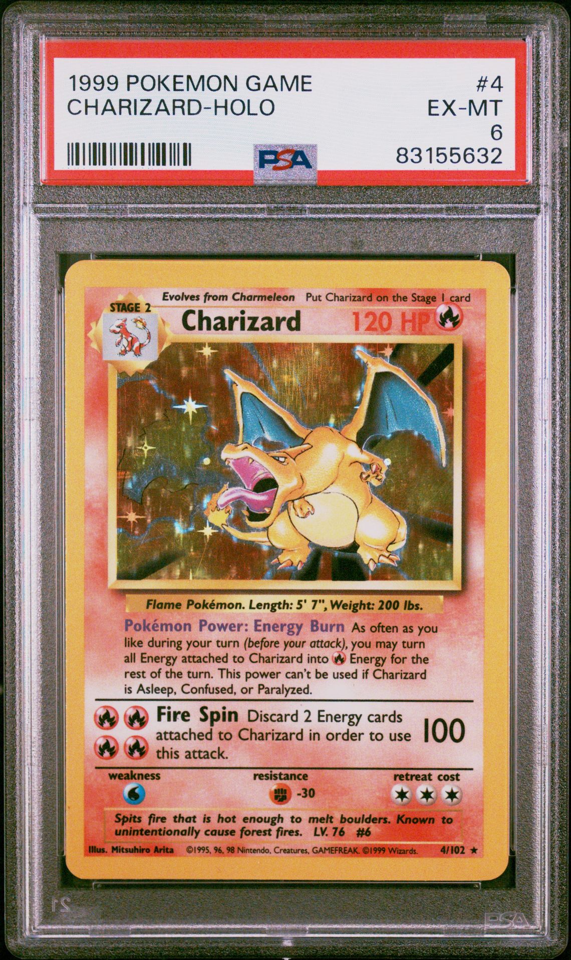 Charizard - Pokemon TCG: 1999 Holo 4/102 PSA 6 - Underground Case Breaks