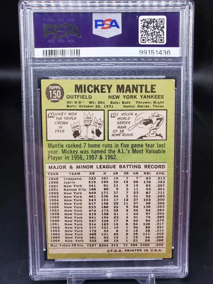 Mickey Mantle 1967 Topps New York Yankees 150 PSA 1 - Underground Case ...