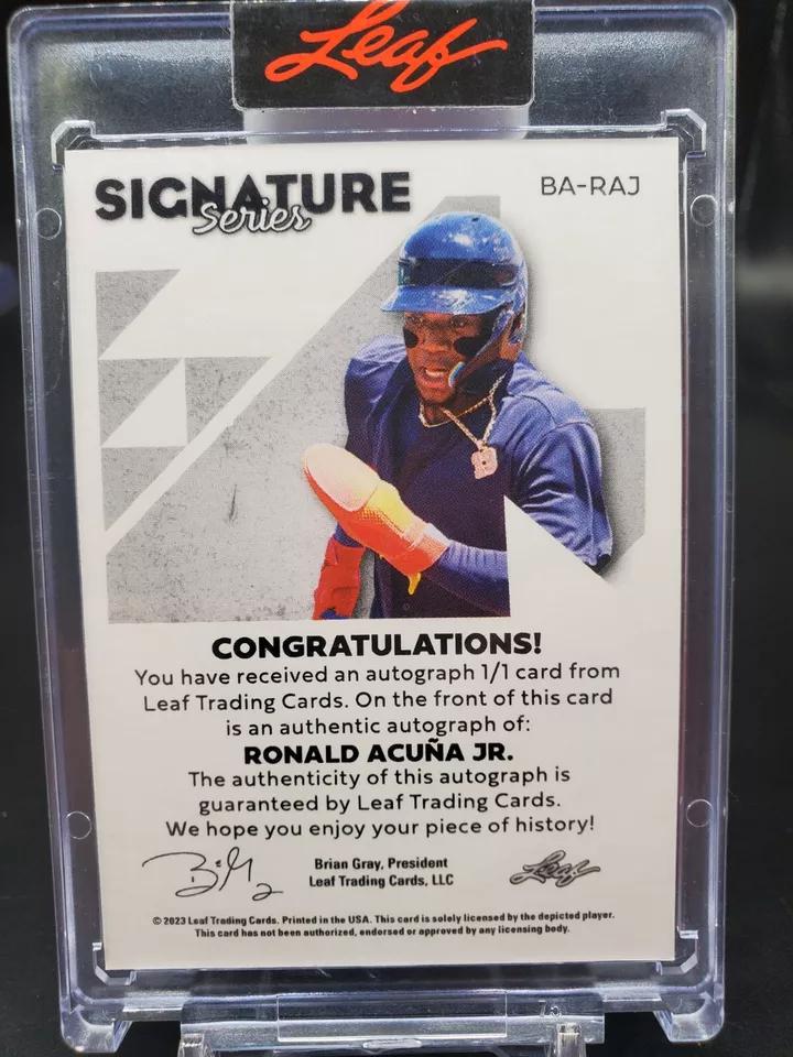 Ronald Acuna Jr 2023 Leaf Signature Series 1/1 Auto Atlanta Braves BA ...